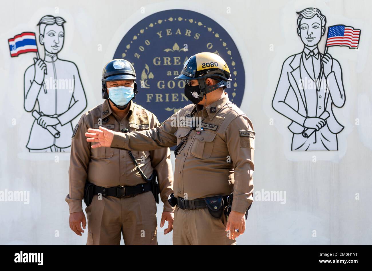 Thai Police Officers Stand On Guard As Activists From Chiang Mai