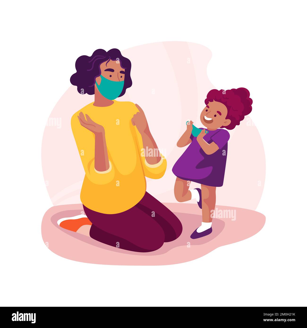 Lerning to wearing a mask isolated cartoon vector illustration Stock ...