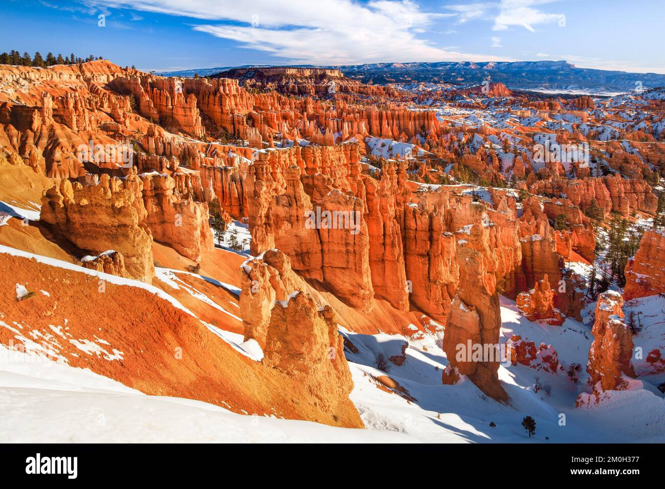 Bryce Canyon in winter, view from Sunset Point, limestone hoodoos ...