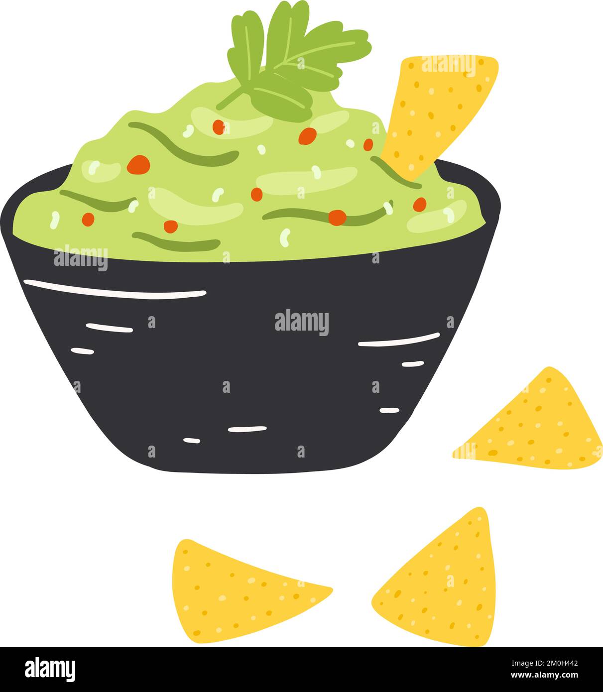 Guacamole in cartoon flat style. Hand drawn vector illustration of ...
