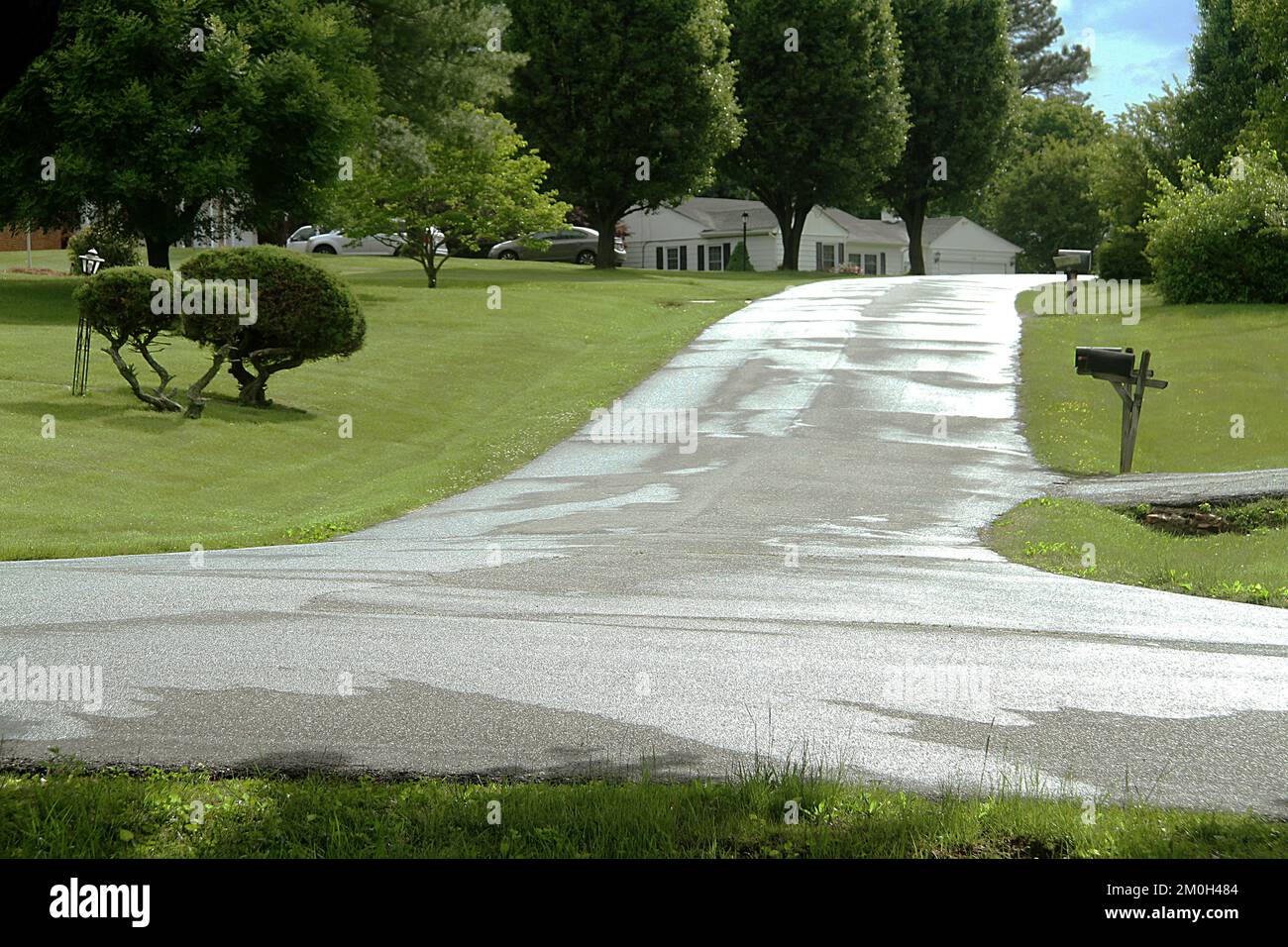 Road through a residential neighborhood in Lynchburg, VA, USA Stock ...