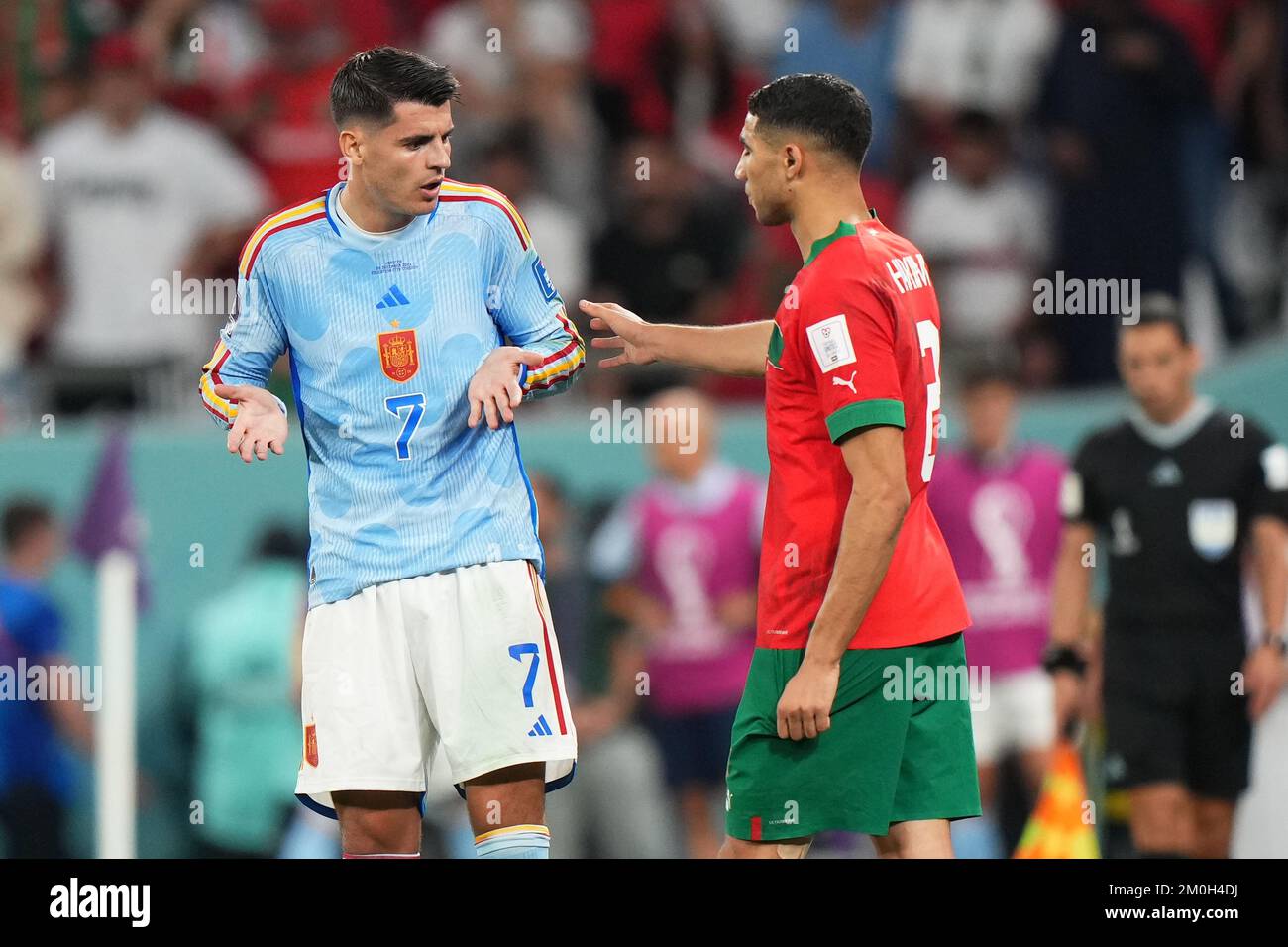 Alvaro Morata of Spain and Achraf Hakimi of Morocco Stock Photo - Alamy
