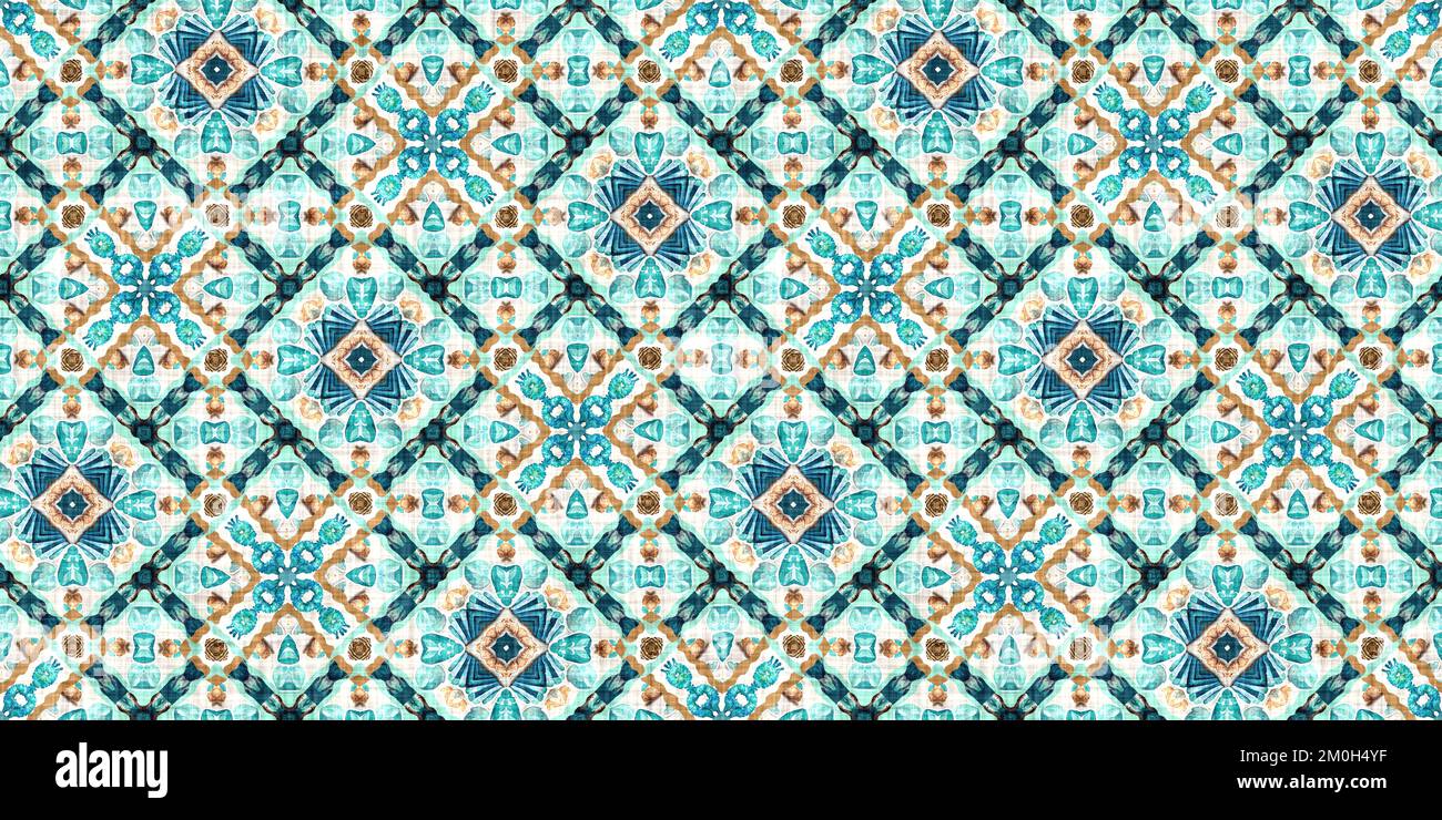 Teal beach house border in coastal style patchwork pattern. Modern ...