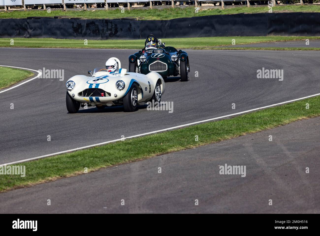White Aston Martin DB3S racing sports car at the 2022 Goodwood Revival ...