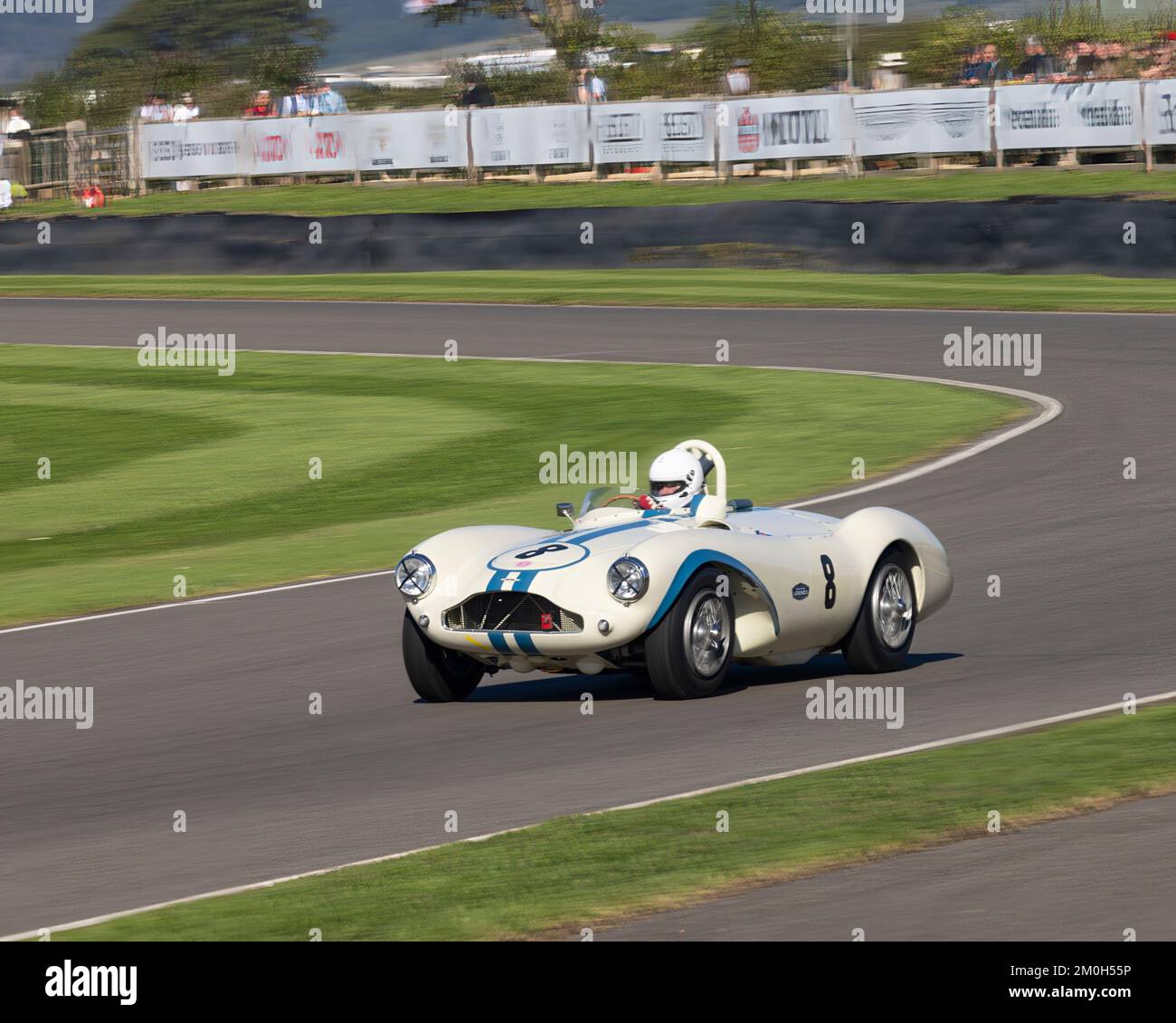White Aston Martin DB3S racing sports car at the 2022 Goodwood Revival ...