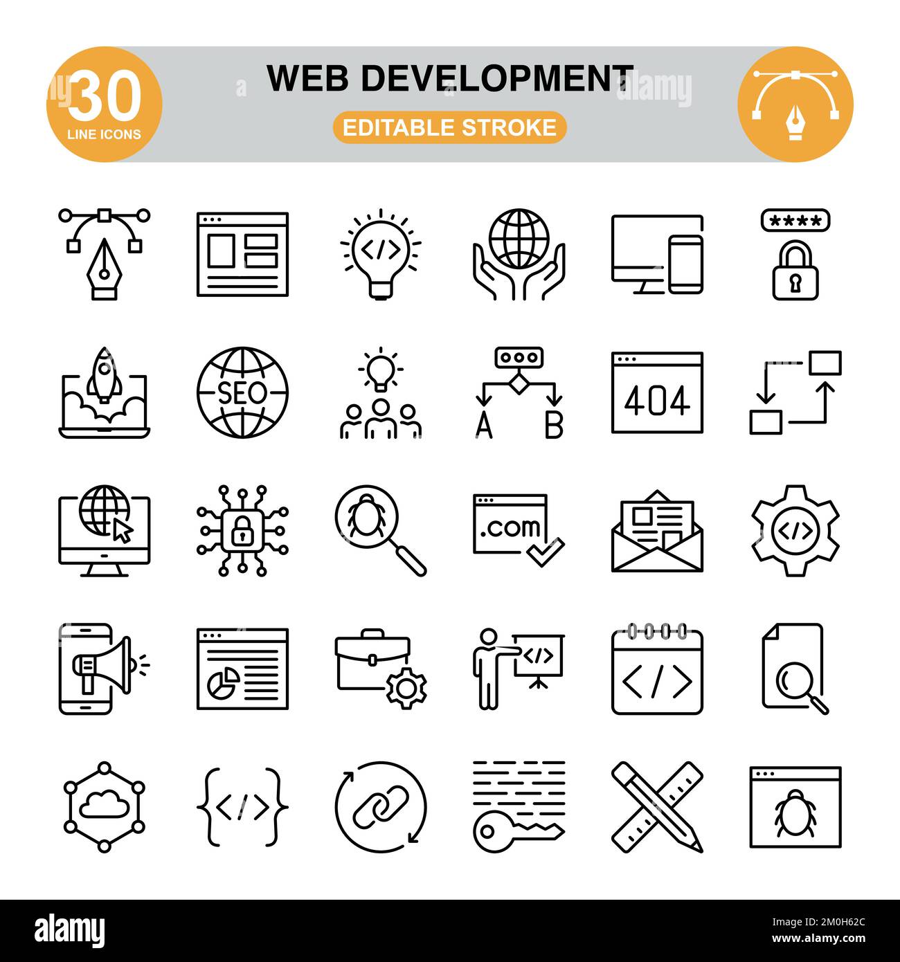 Web Development icon set. Editable stroke. Pixel perfect. icon set contains such icons as ...