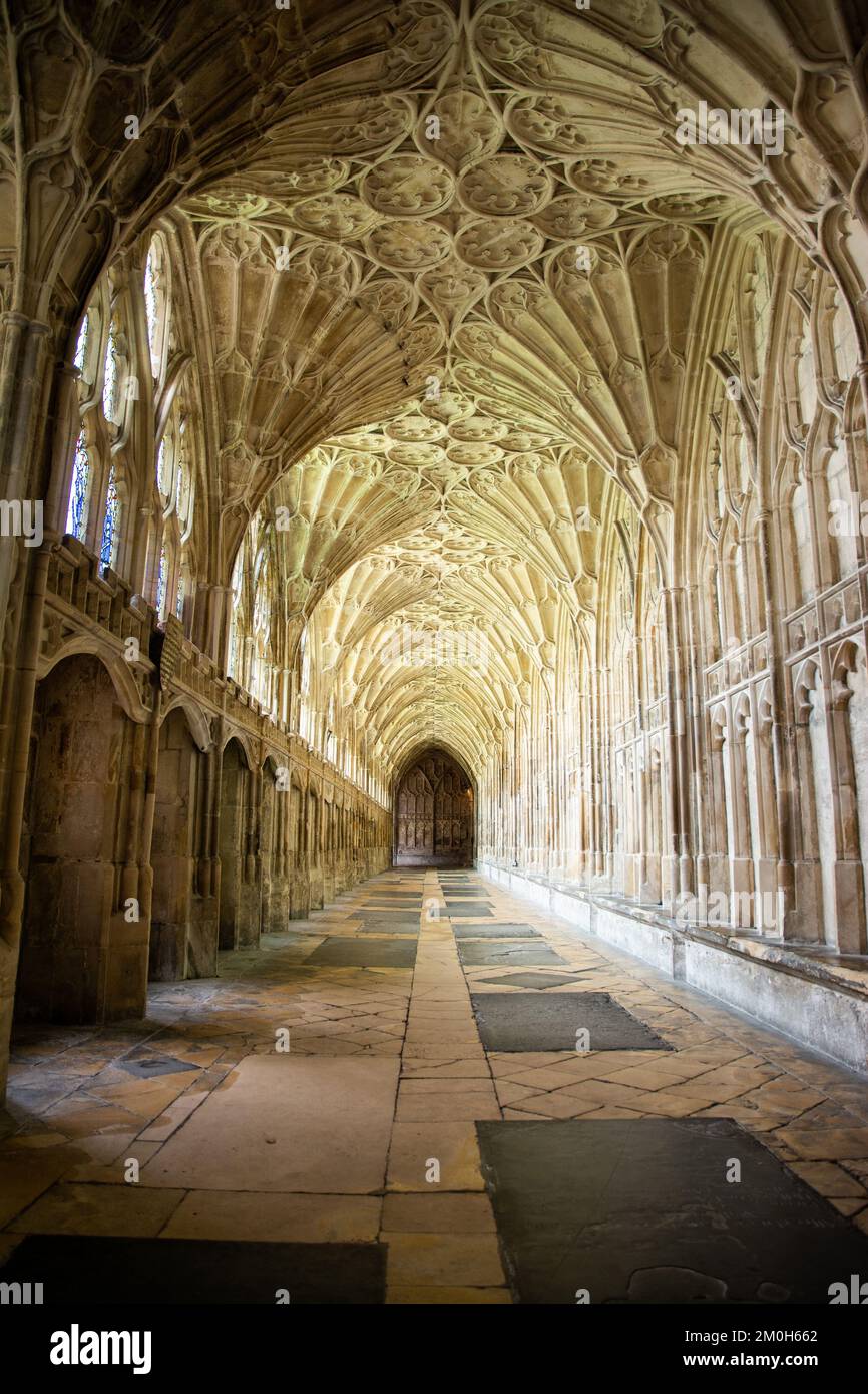A vertical shot of a corridor in a medieval palace Stock Photo - Alamy