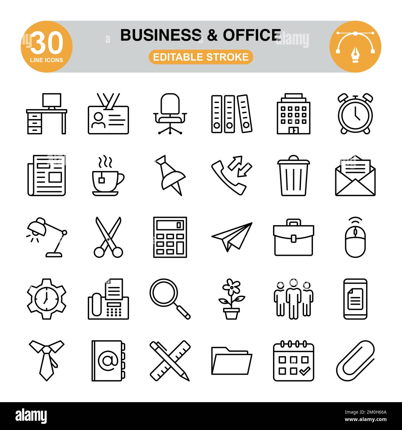 Business And Office icon set. Editable stroke. Pixel perfect. icon set ...