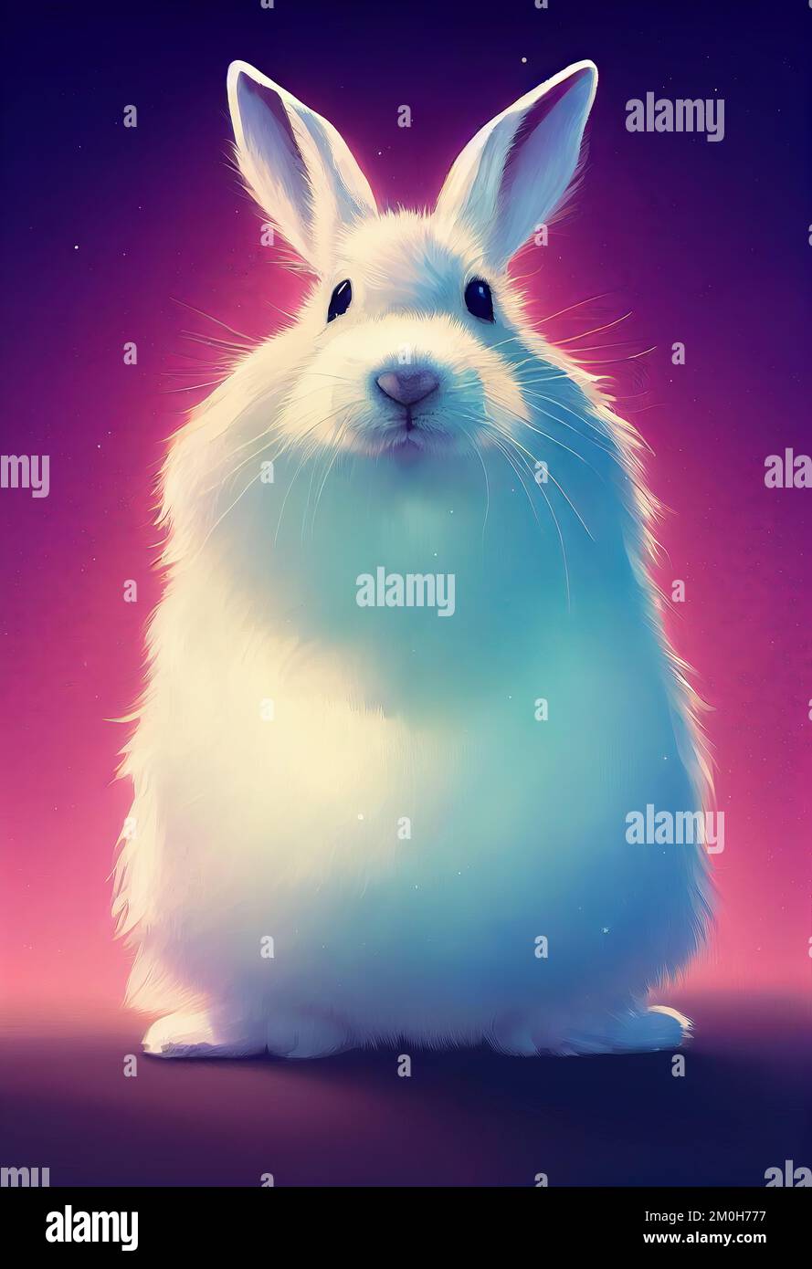 Funny adorable portrait headshot of cute white rabbit. North American ...