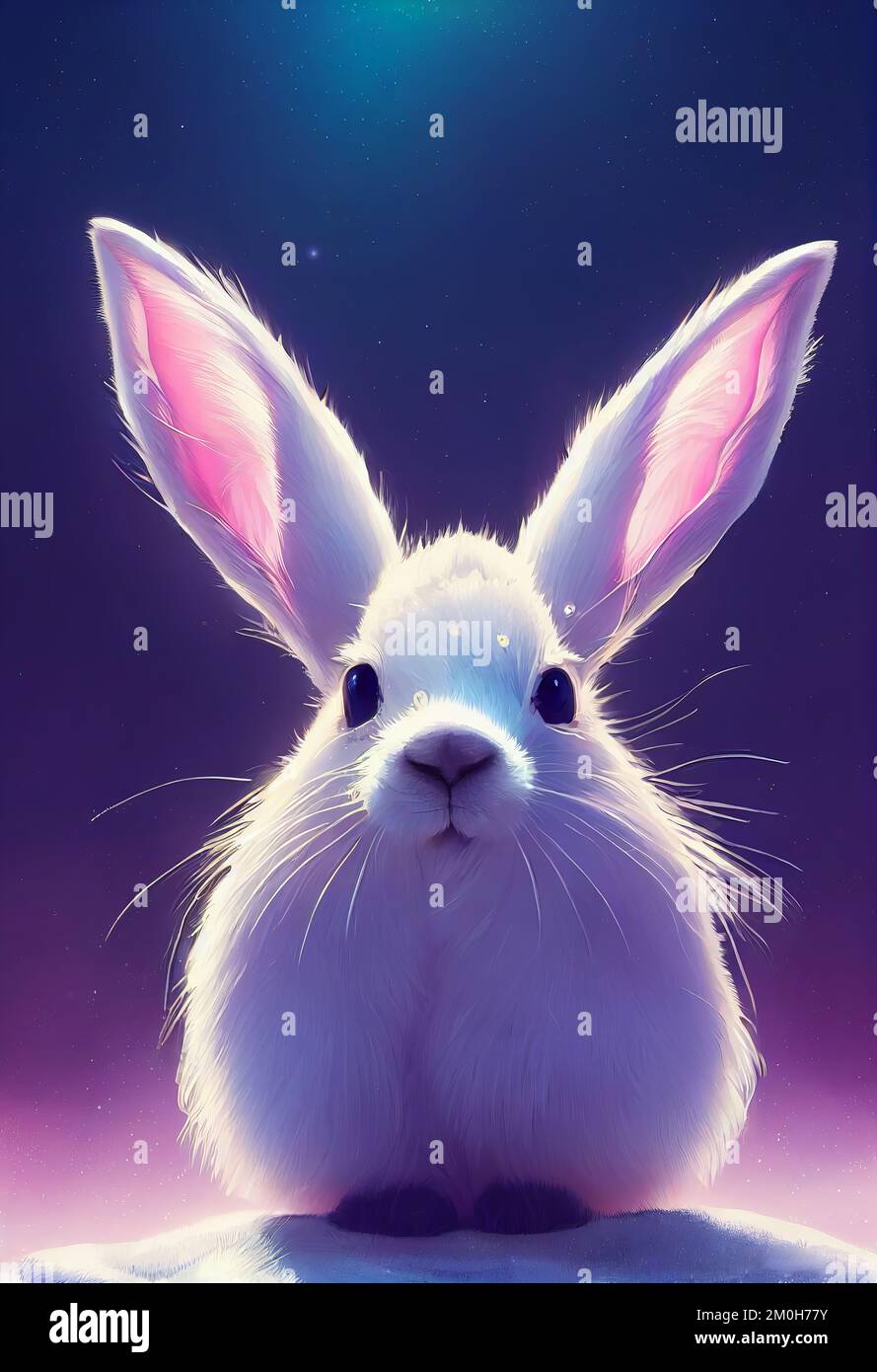 Funny adorable portrait headshot of cute white rabbit. North American ...