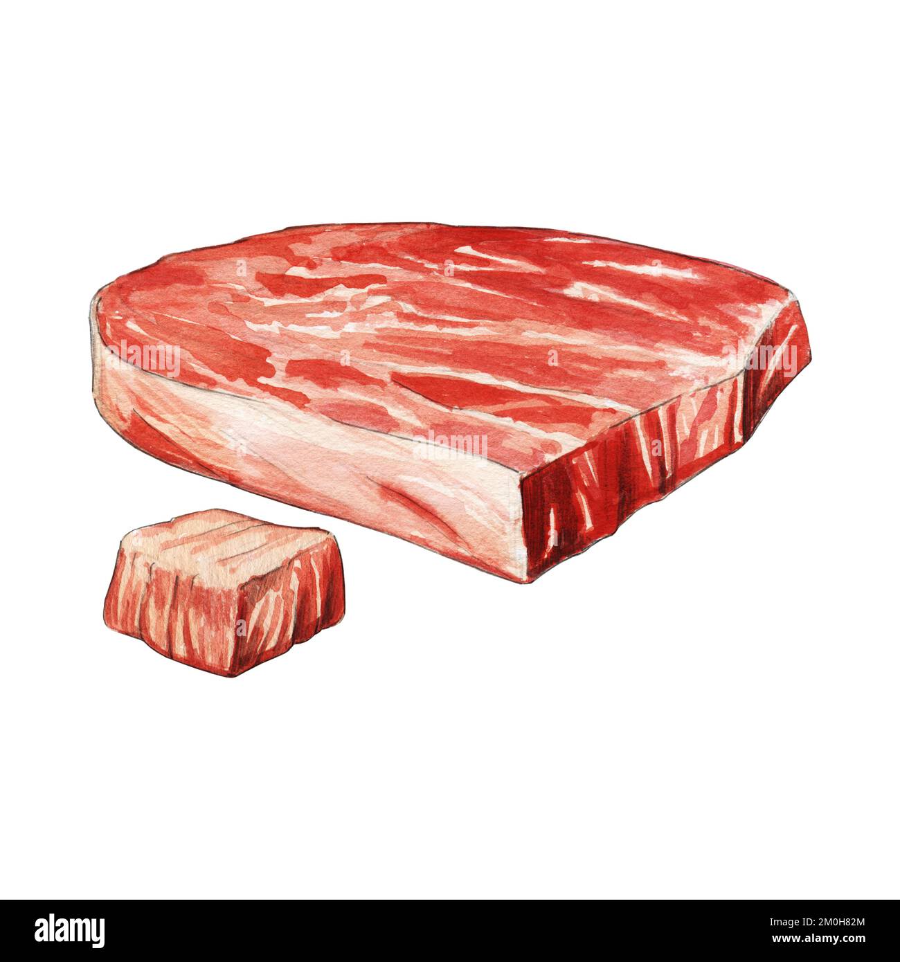 Raw meat watercolor illustration on black background Stock Photo - Alamy