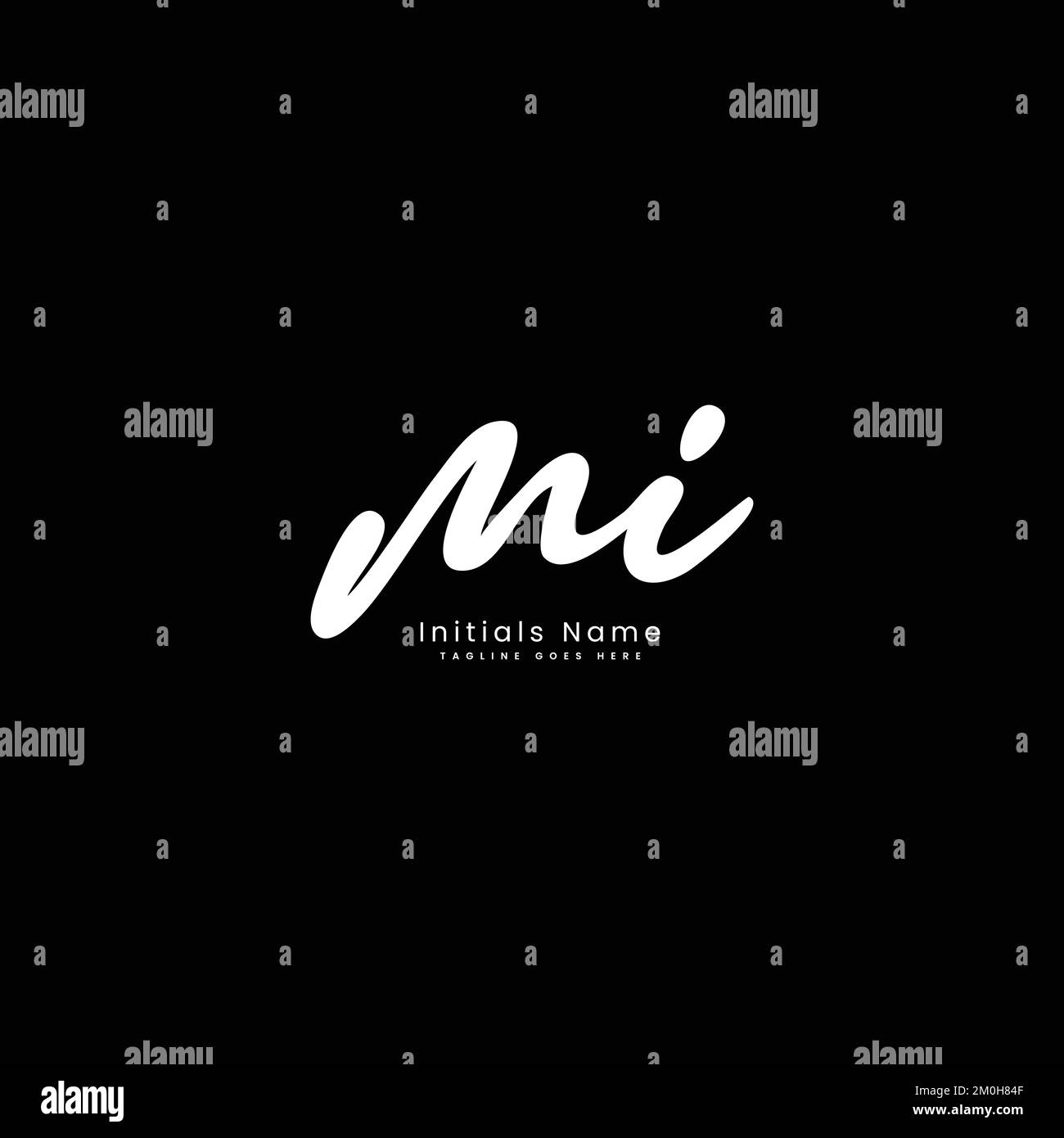 M I MI Initial letter handwritten and signature vector image, modern ...