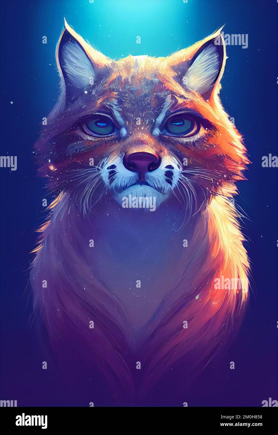 Funny adorable portrait headshot of cute bobcat. North American land ...