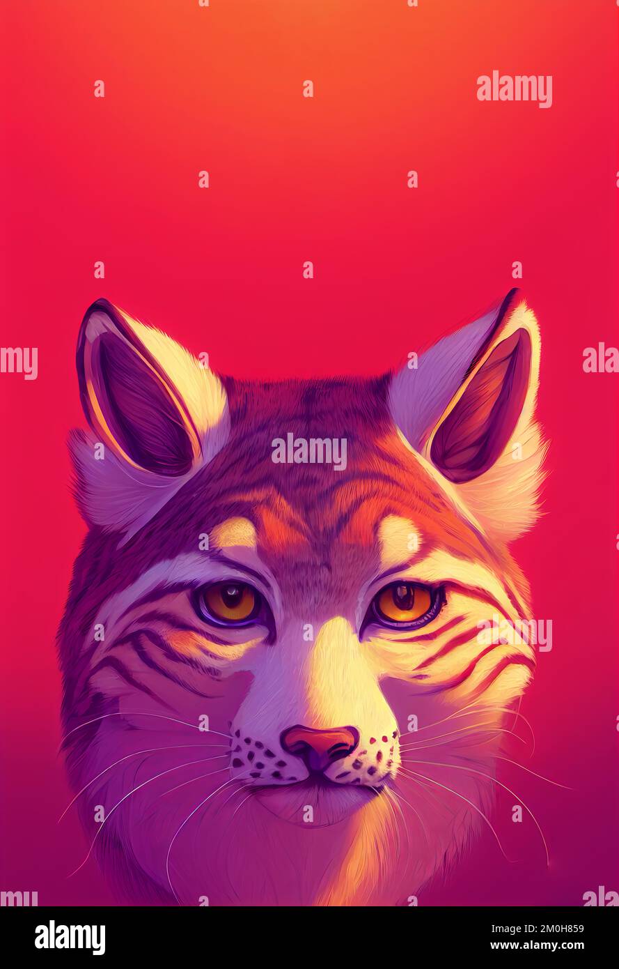 Funny adorable portrait headshot of cute bobcat. North American land ...