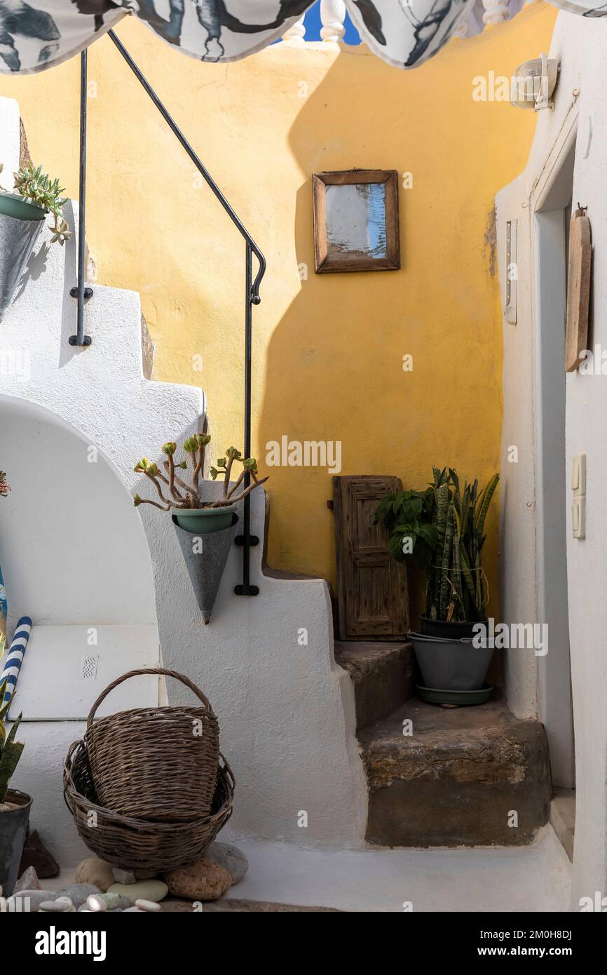 Greece, The Cyclades, Santorini Island (Thera or Thira), decorated ...