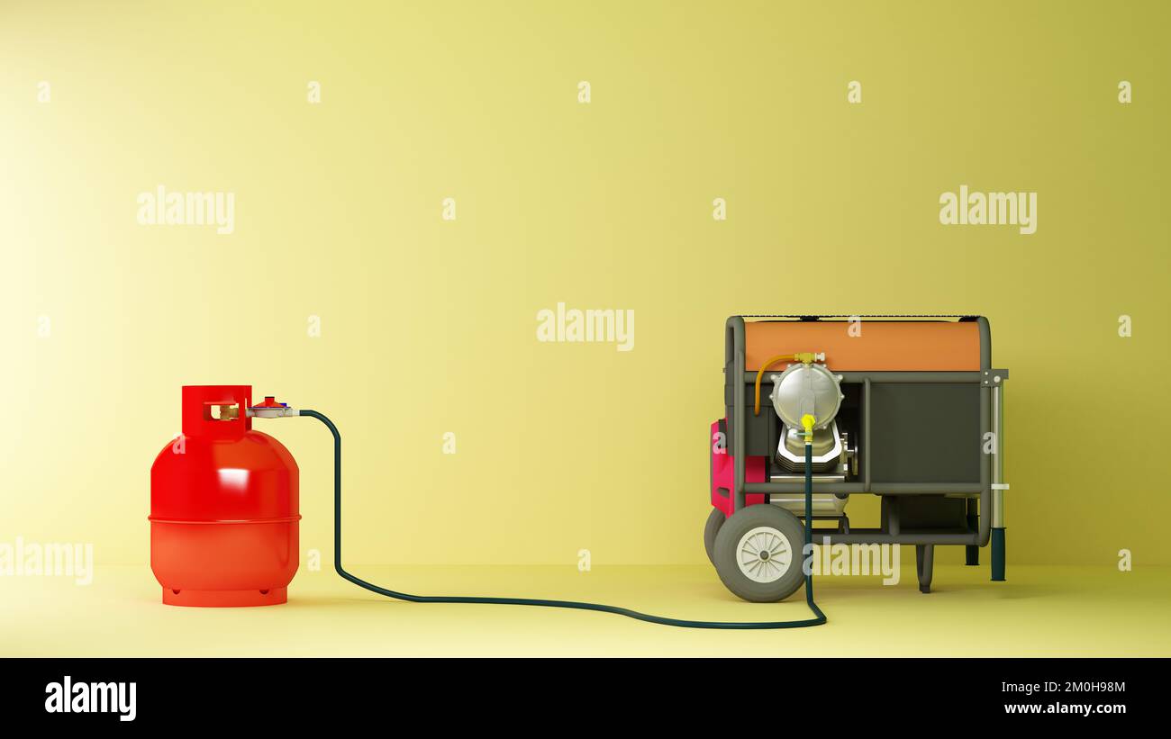 gas cylinder connected to a generator. 3d rendering Stock Photo - Alamy