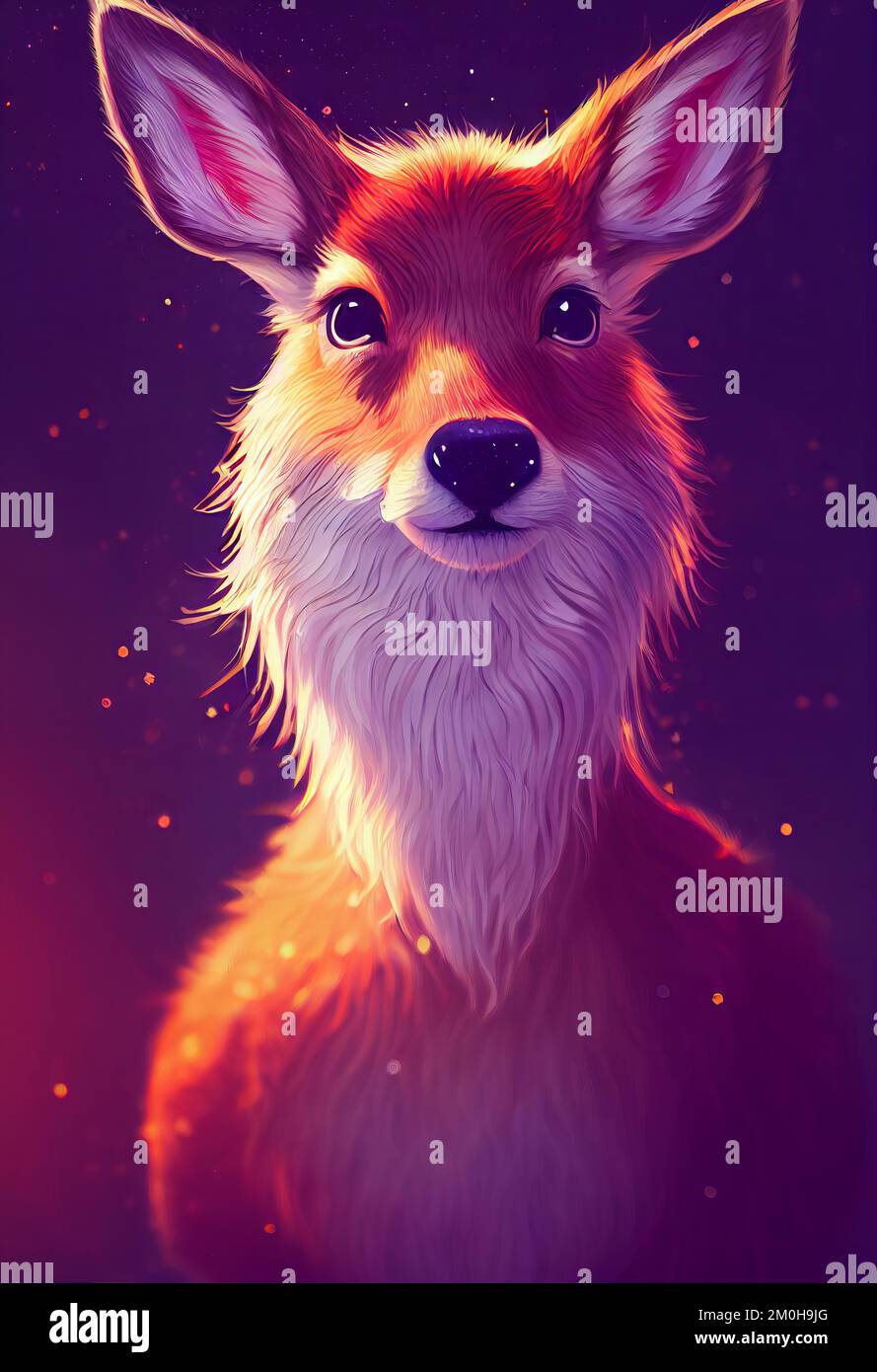 Funny adorable portrait headshot of cute baby deer. North American land ...