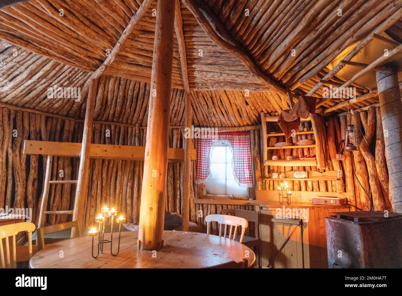 Sweden, Norbotten County, Jokkmokk, interior of a kota, traditional ...