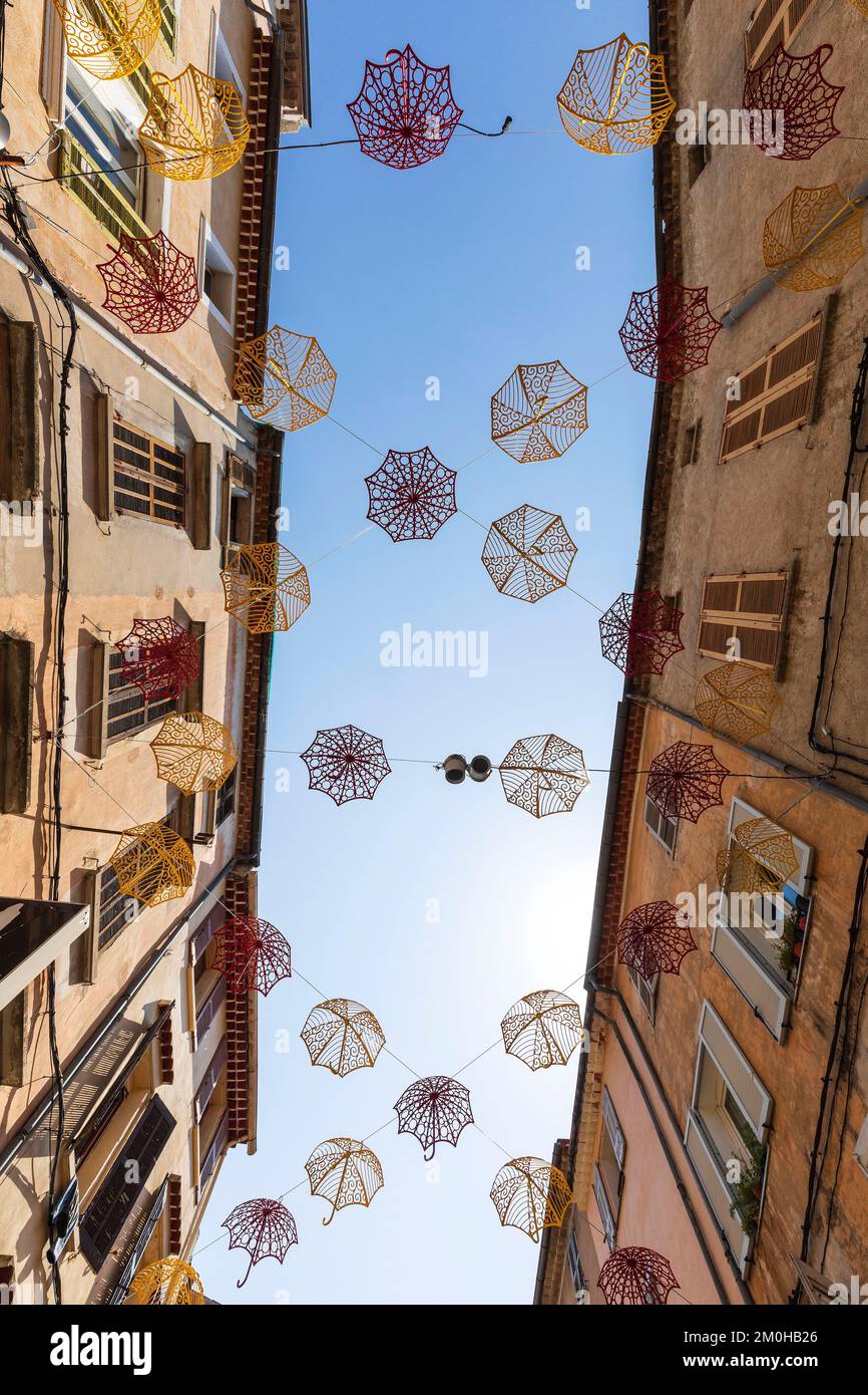 France, Var, Provence Verte, Brignoles, decorations in the streets ...