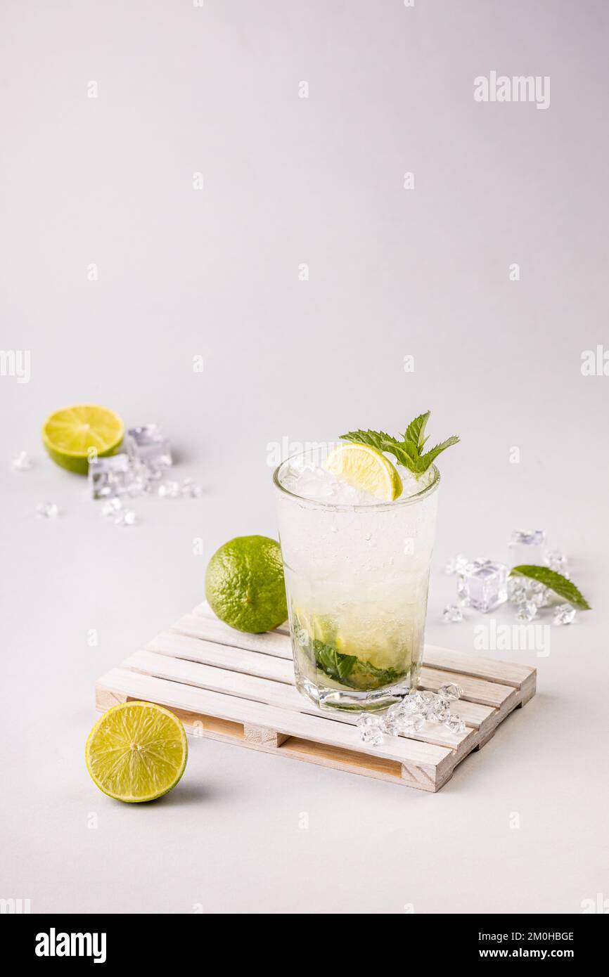 Alcoholic and non alcoholic cocktail concept on clear empty background ...