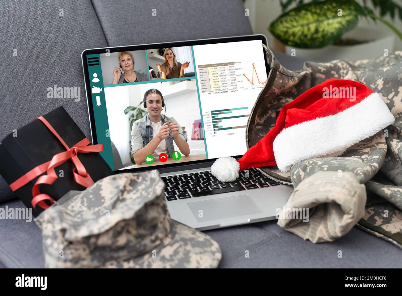 military uniform and laptop with video chat Stock Photo - Alamy