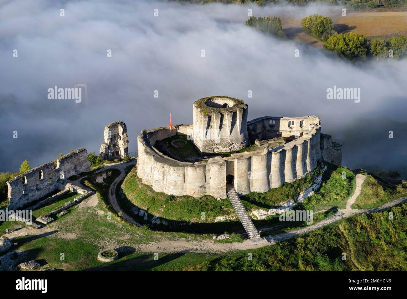 France, Eure, Les Andelys, Chateau Gaillard, 12th century fortress ...