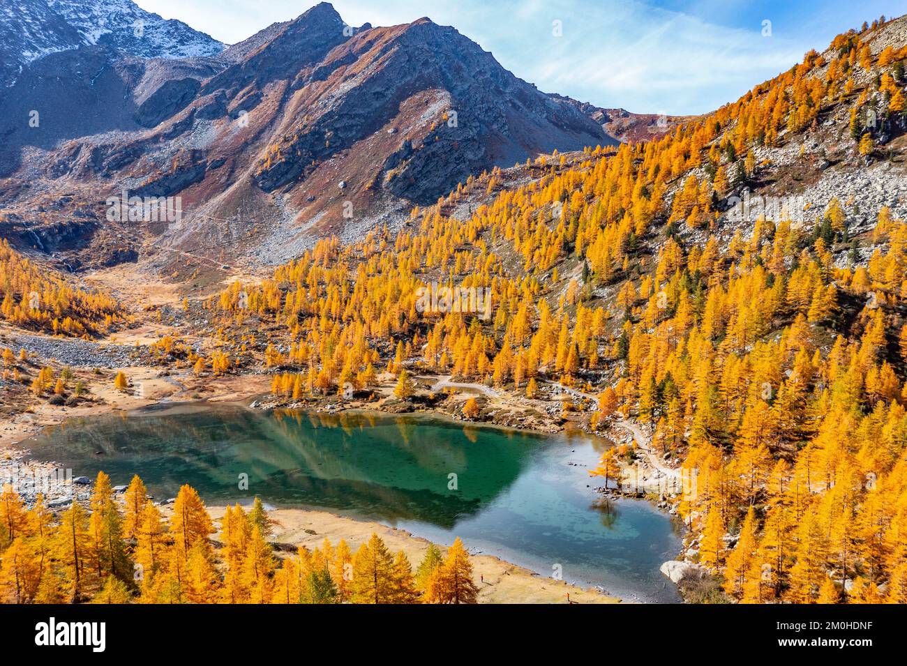 Italy, Aosta Valley, Val d'Arpy, Lac d'Arpy (2066 m) in the heart of ...
