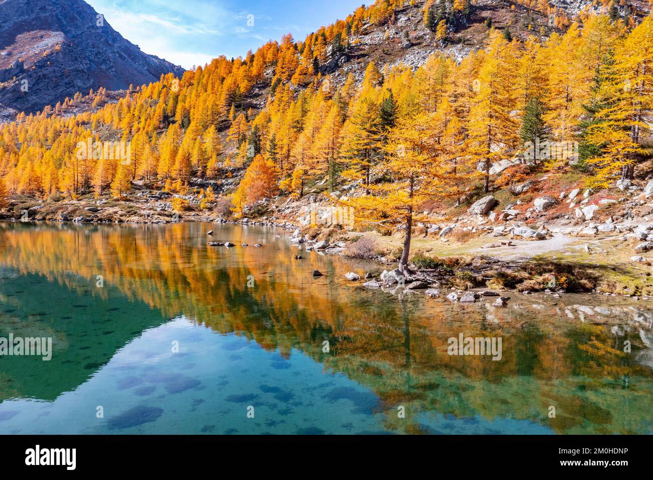 Italy, Aosta Valley, Val d'Arpy, Lac d'Arpy (2066 m) in the heart of ...