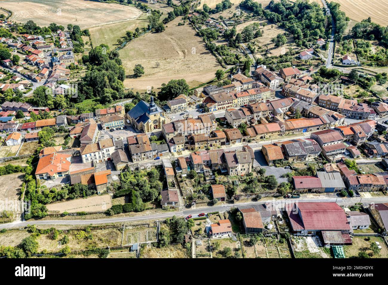 France, Meuse, Marville, Renaissance village, the bell tower of the ...