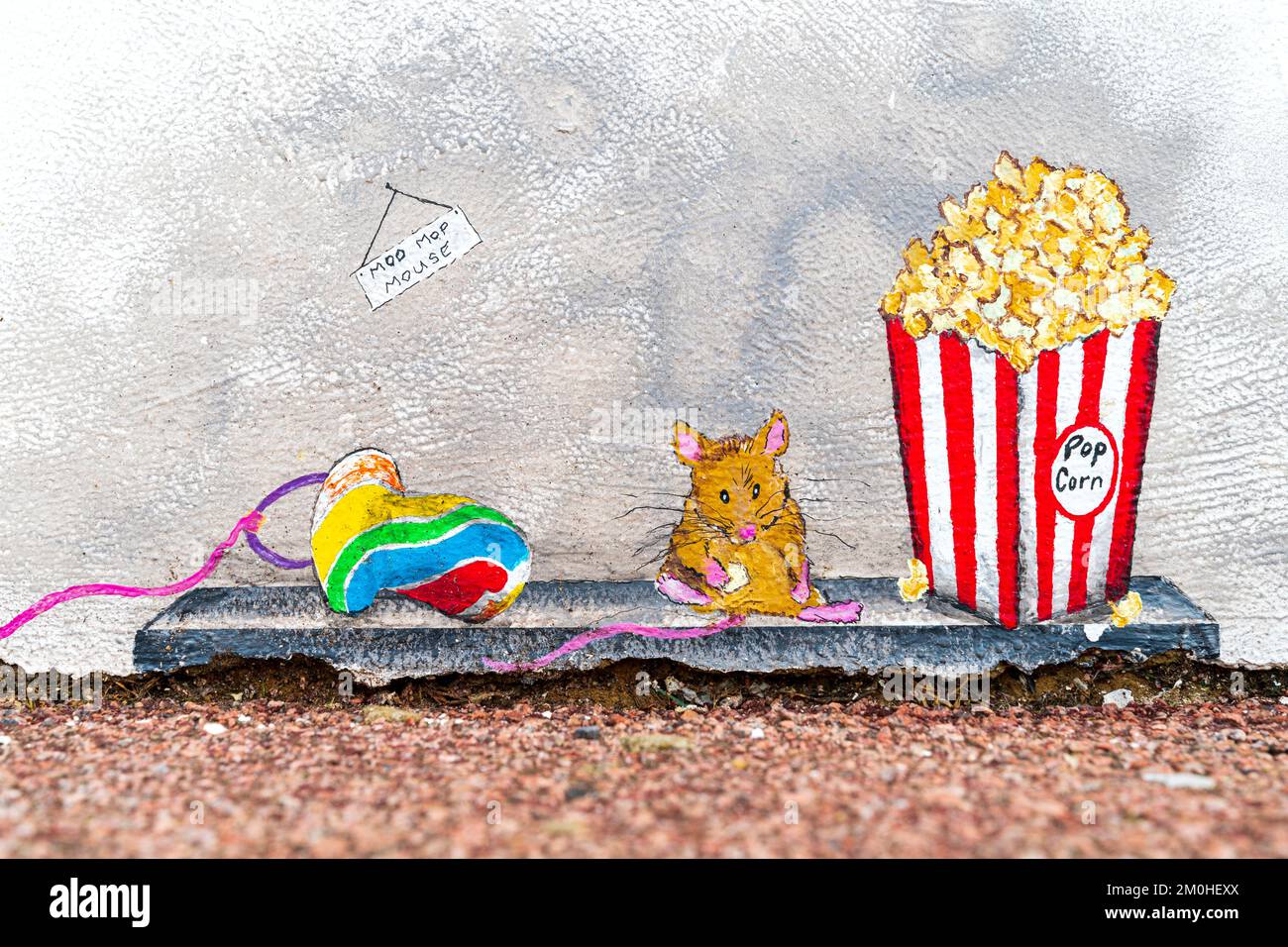 Moo Mop mouse artwork by an anonymous street artist on the wall of the ...