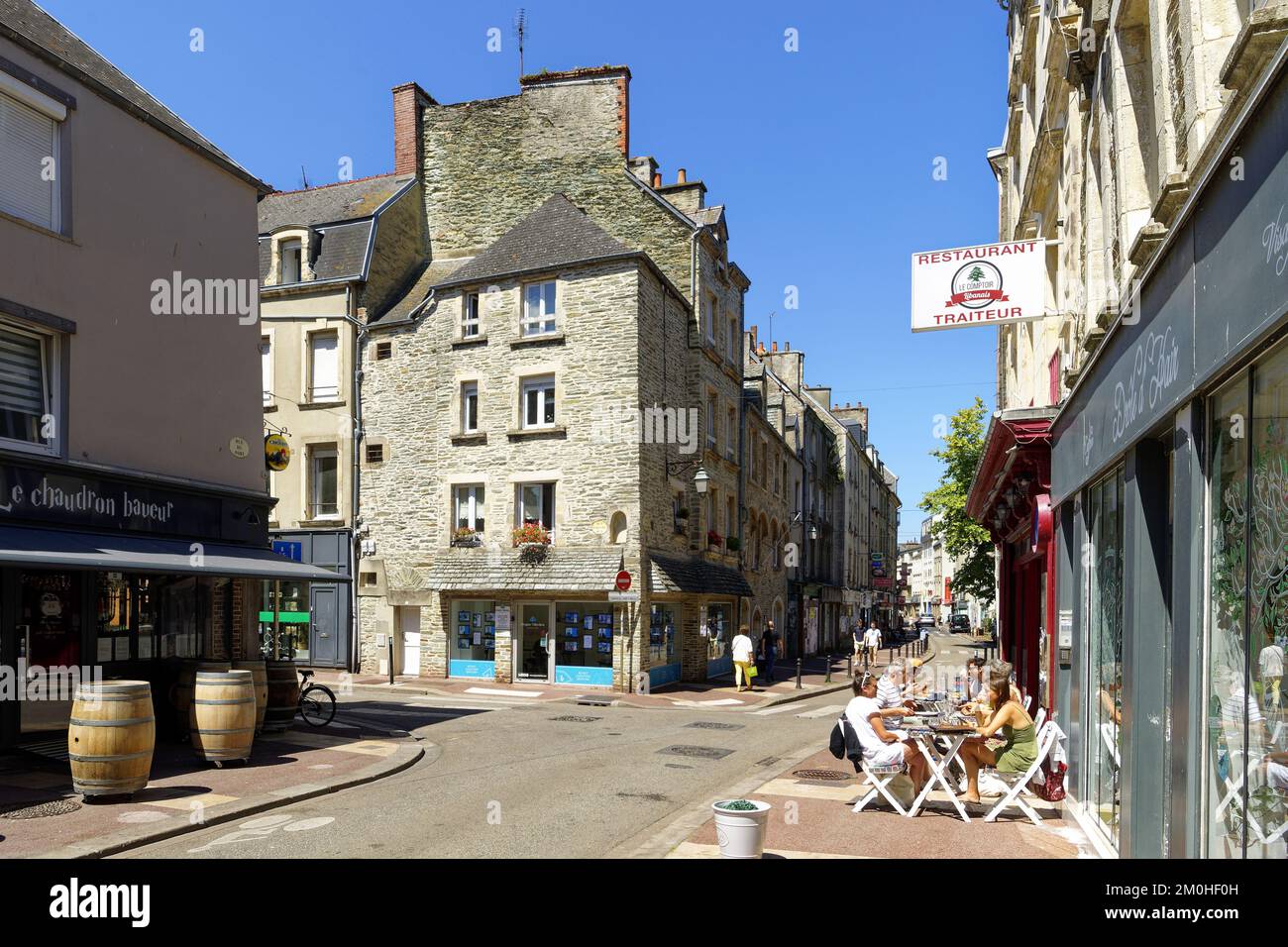 France, Manche, Cotentin, Cherbourg Octeville, Rue du Port street Stock ...