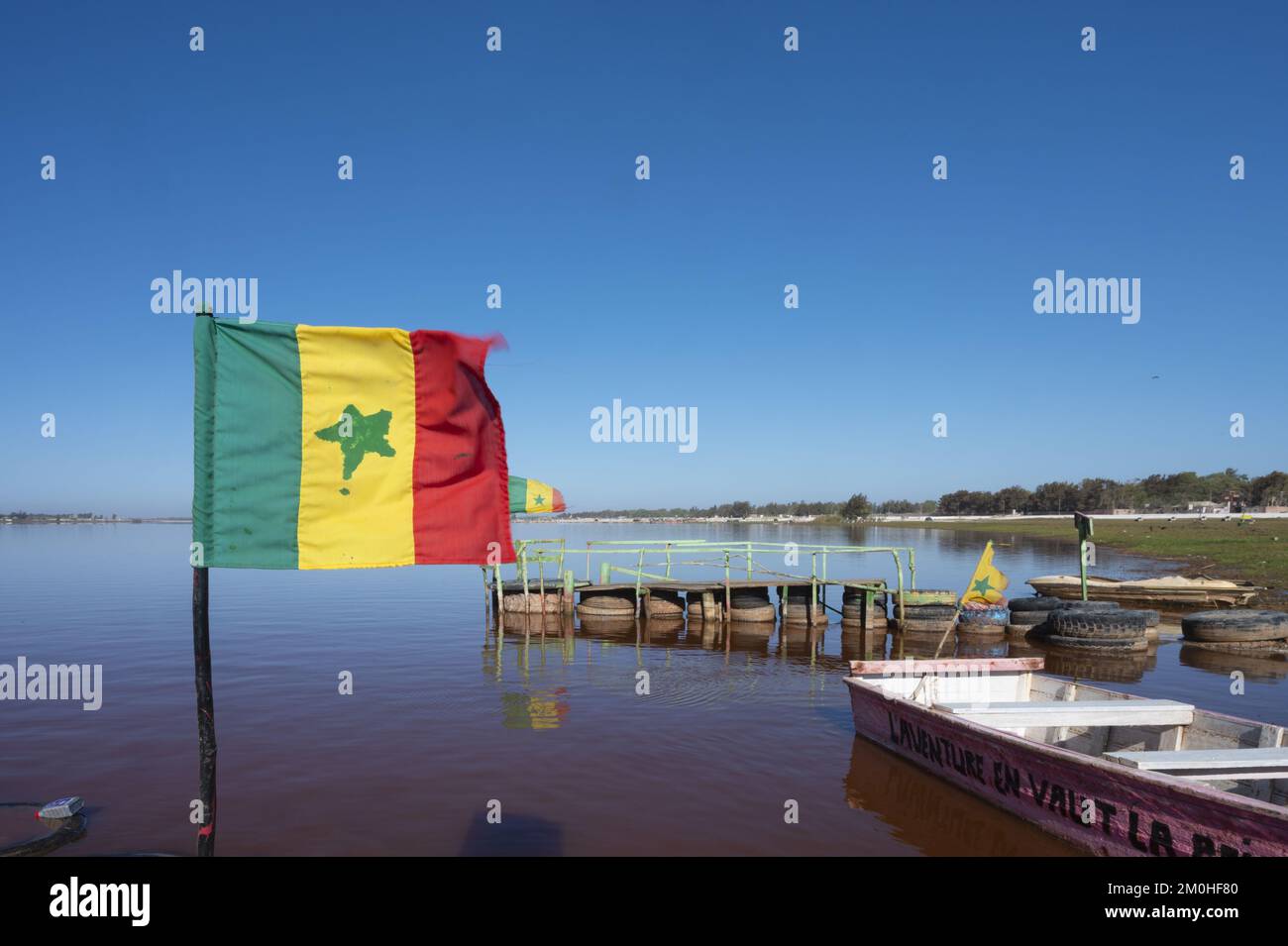 Senegal, Dakar district, pink lake, salt pickers' boats Stock Photo - Alamy