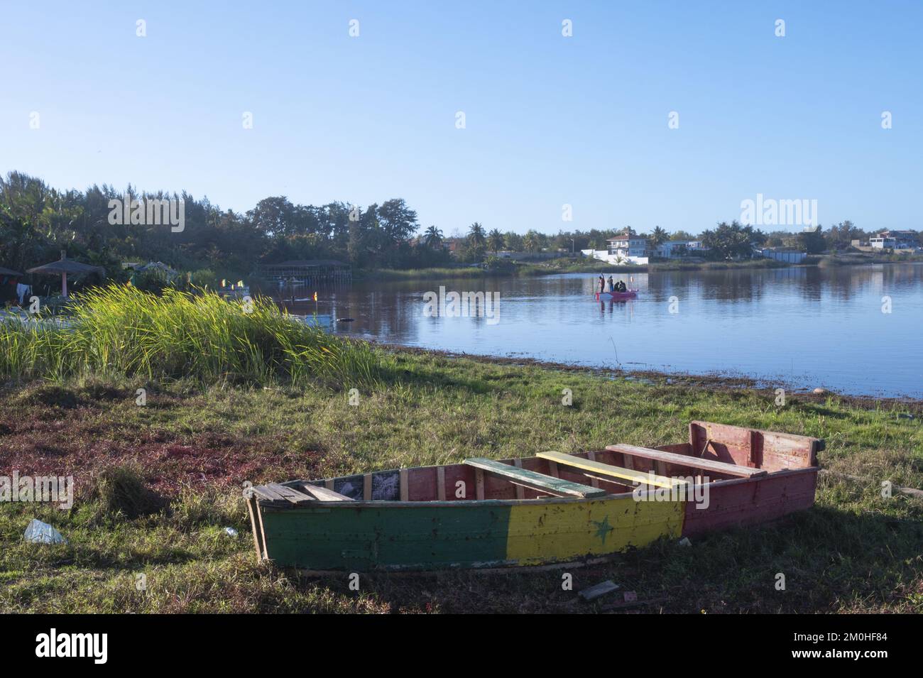 Senegal, Dakar district, pink lake, salt pickers' boats Stock Photo - Alamy