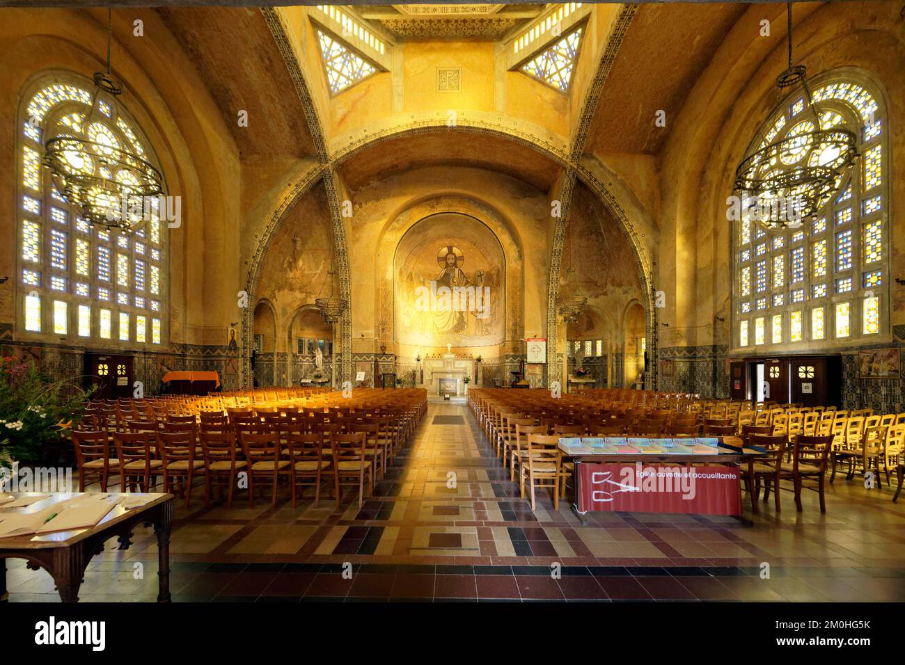 France, Orne, village of Domfront, Saint Julien de Domfront church in ...