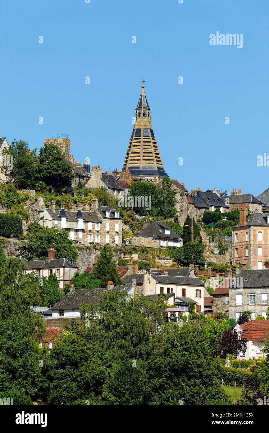 France, Orne, village of Domfront, Saint Julien de Domfront church in ...