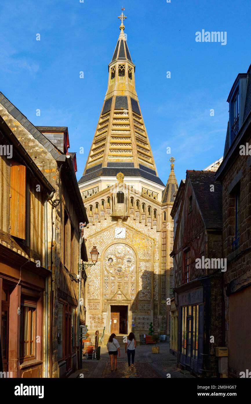 France, Orne, village of Domfront, rue Saint-Julien street and Saint ...