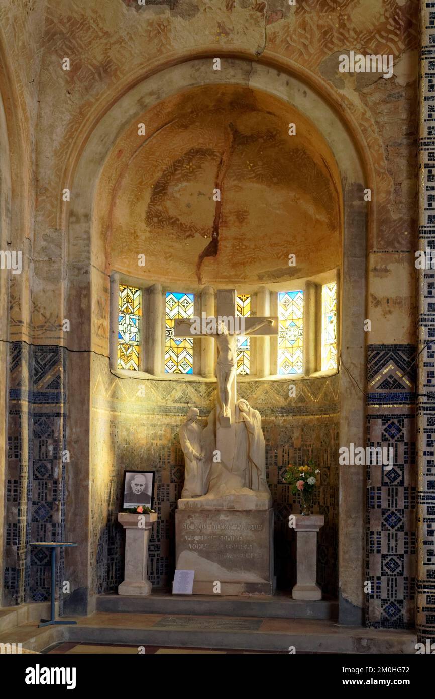France, Orne, village of Domfront, Saint Julien de Domfront church in ...