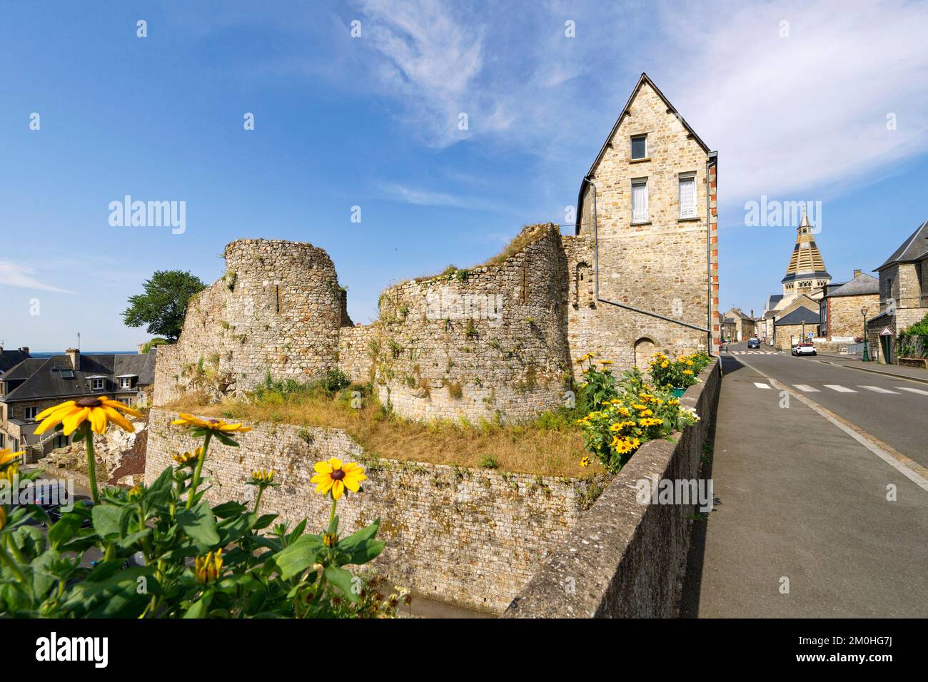France, Orne, village of Domfront with the ramparts and Saint Julien ...