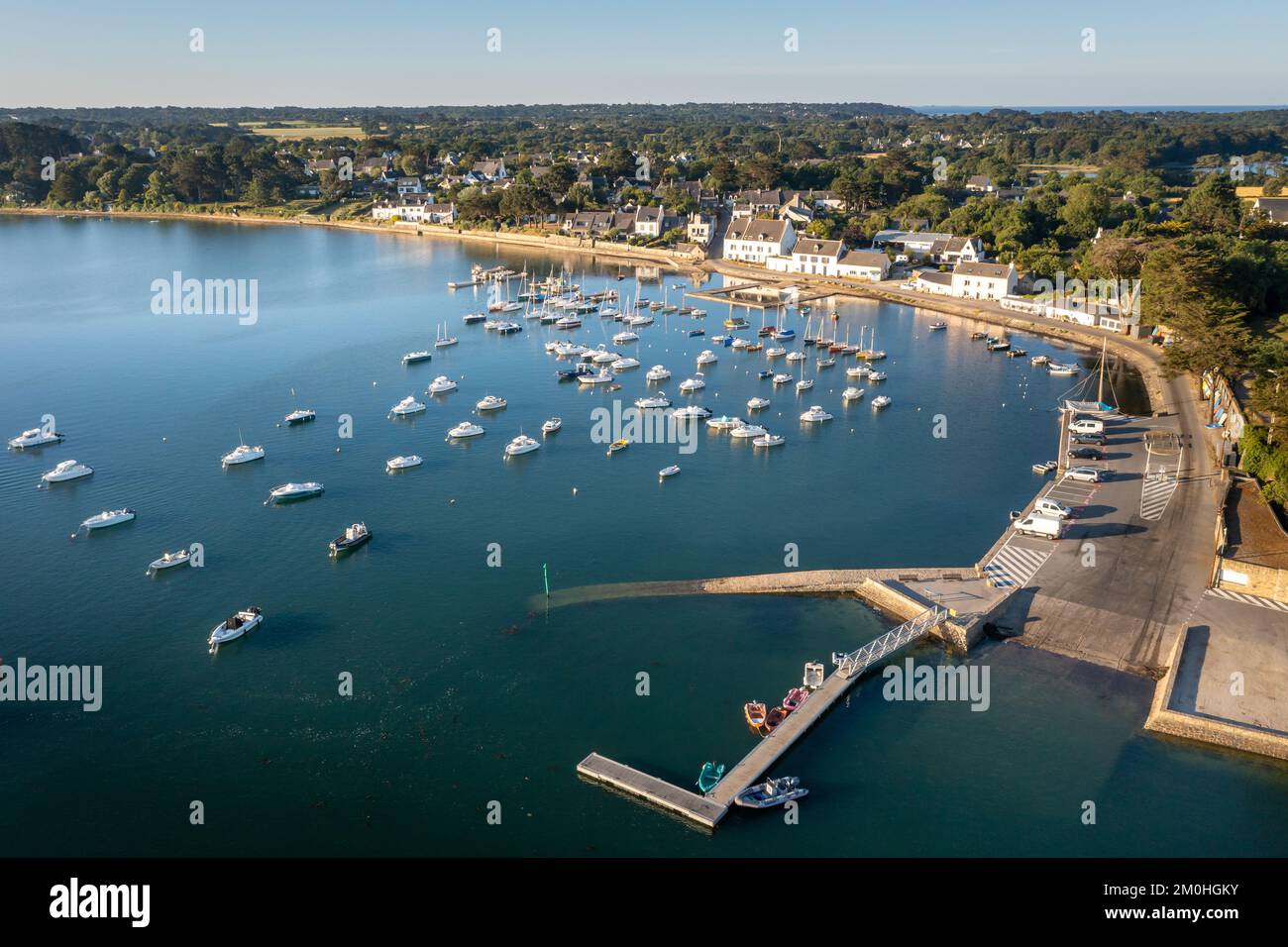 France, Morbihan, Sarzeau, the tip and port of Logeo (aerial view Stock ...