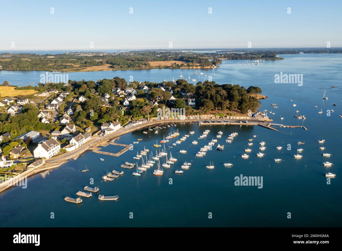 France, Morbihan, Sarzeau, the tip and port of Logeo (aerial view Stock ...
