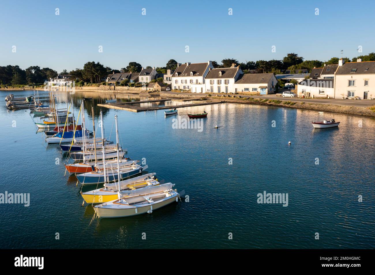 France, Morbihan, Sarzeau, the tip and port of Logeo (aerial view Stock ...