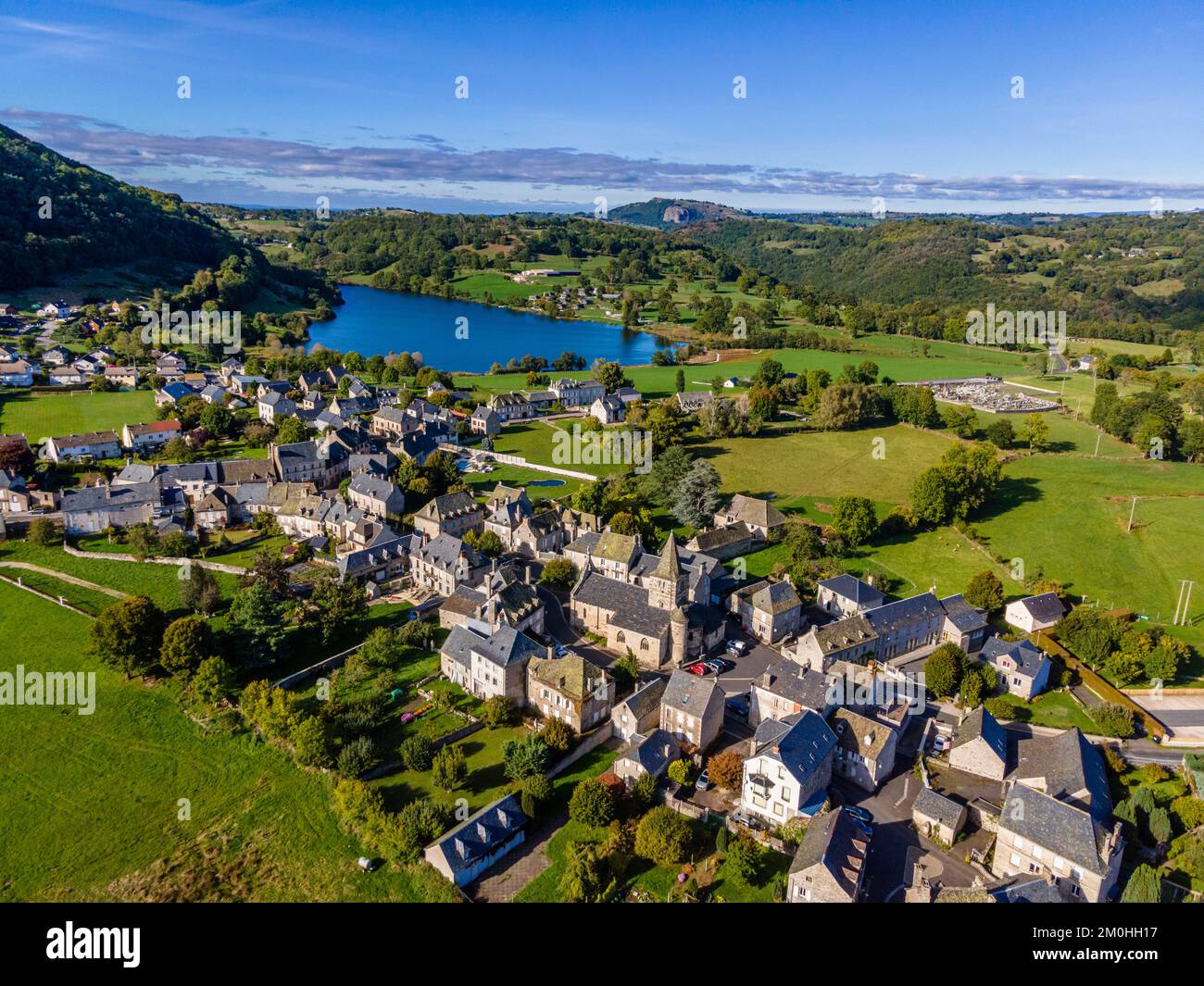 France, Cantal, village and lake of Menet, labelled Petites Cites de ...