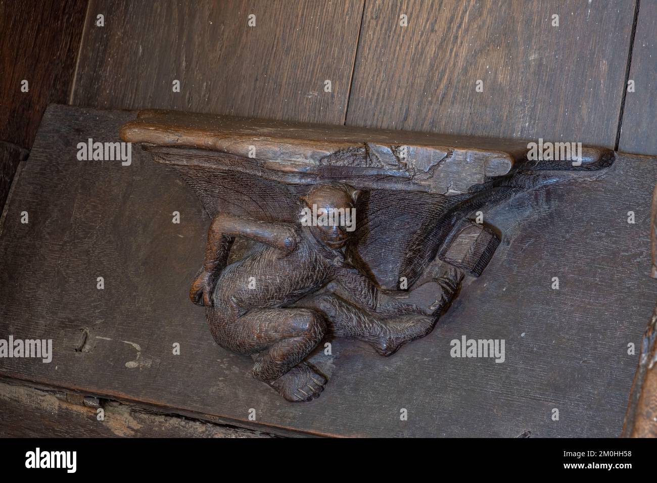 France, Cantal, Saint Illide, in the church, carved wooden stalls ...