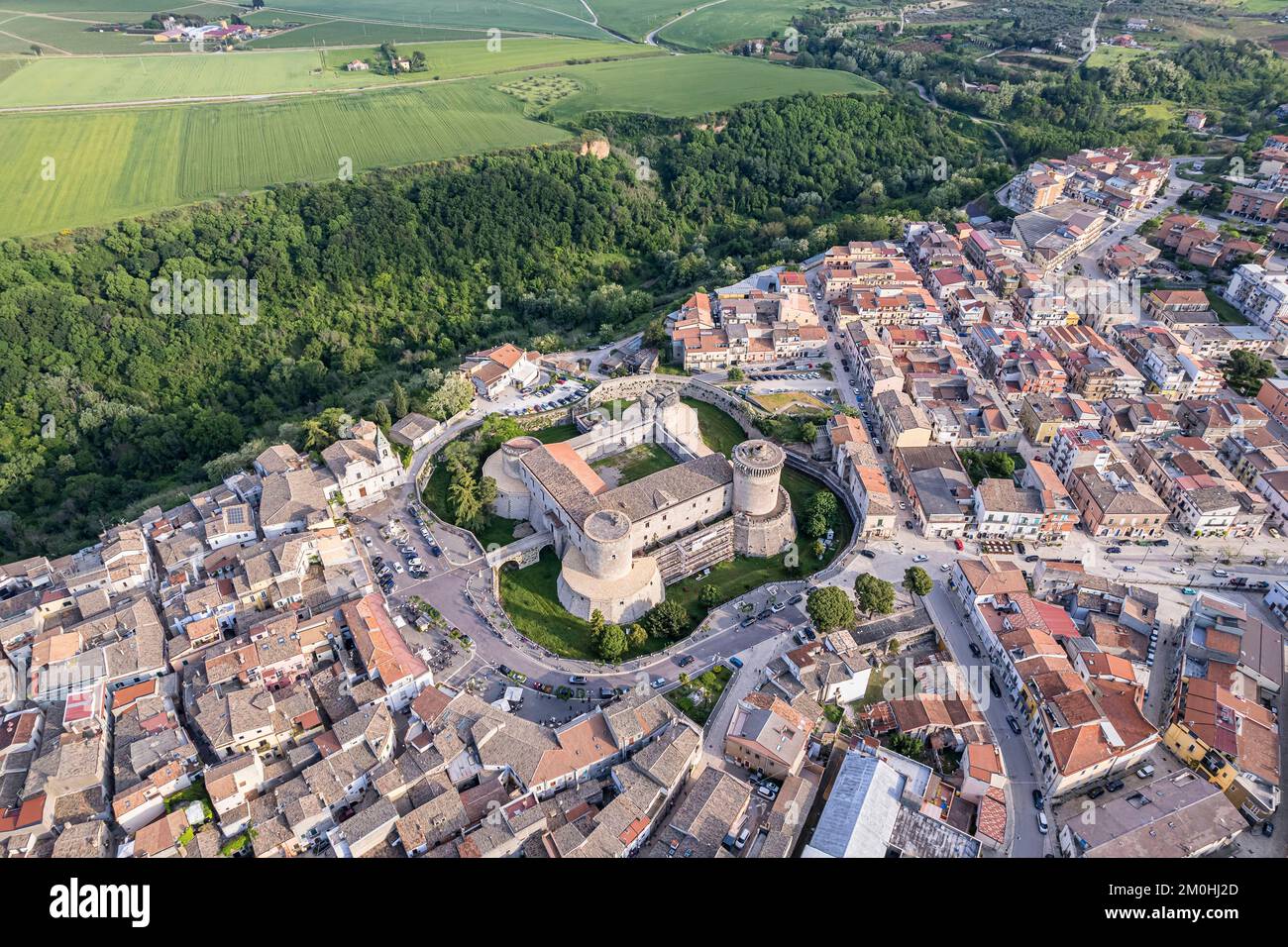 Italy, Basilicata, Venosa, the city and the aragonese castle (aerial ...