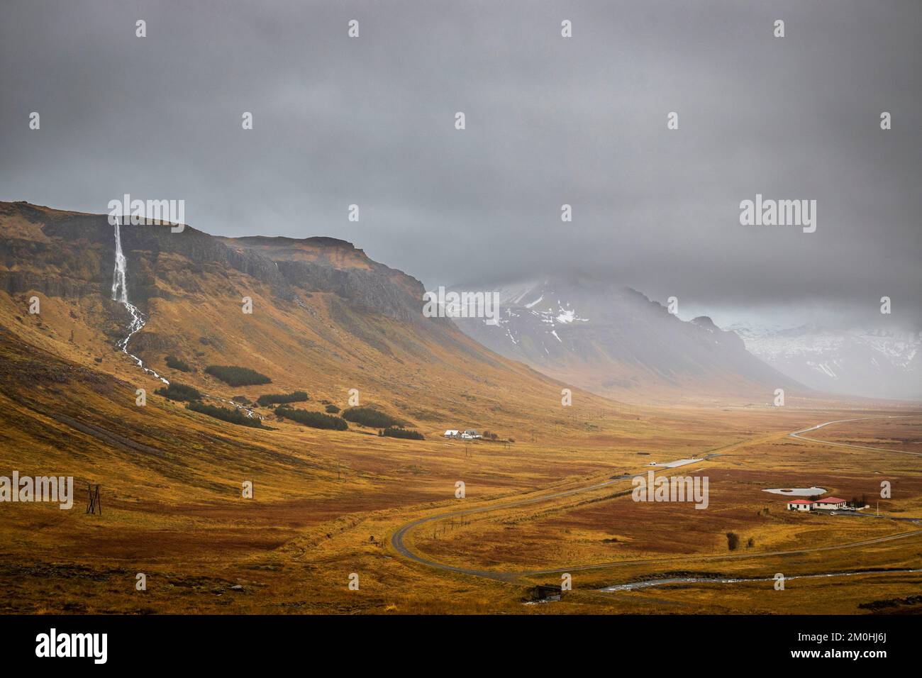 Iceland, Vesturland, south coast of Sn?fellsnes peninsula, Bjarnarfoss ...