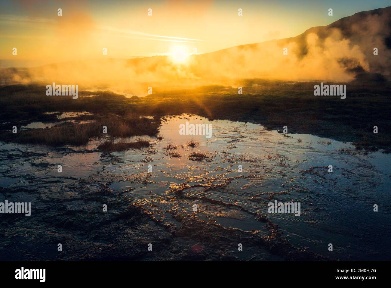 Iceland, Vesturland region, the geothermal field of Geysir and its ...