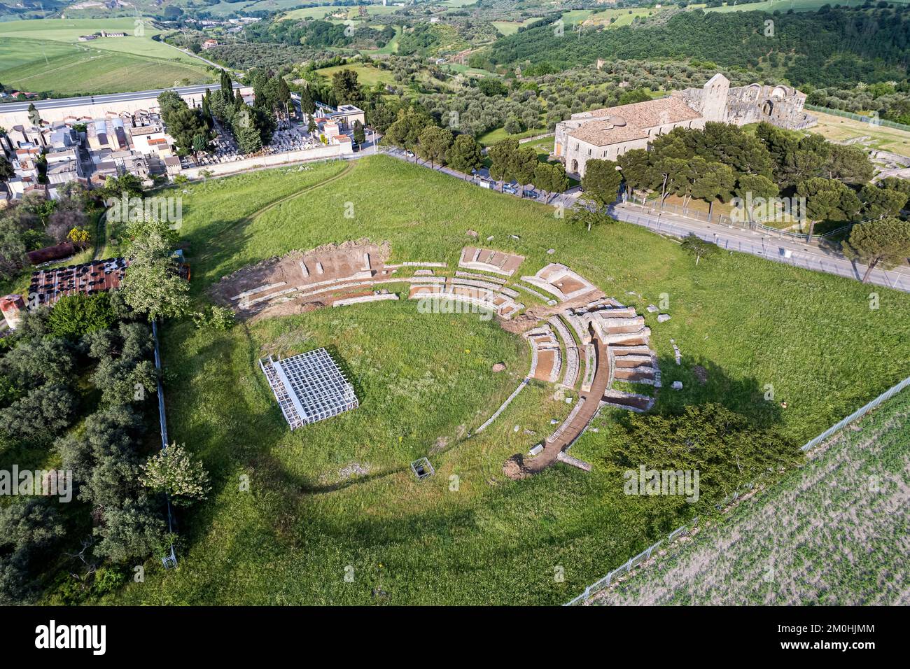 Italy, Basilicata, Venosa, roman amphitheatre ruins (aerial view Stock ...