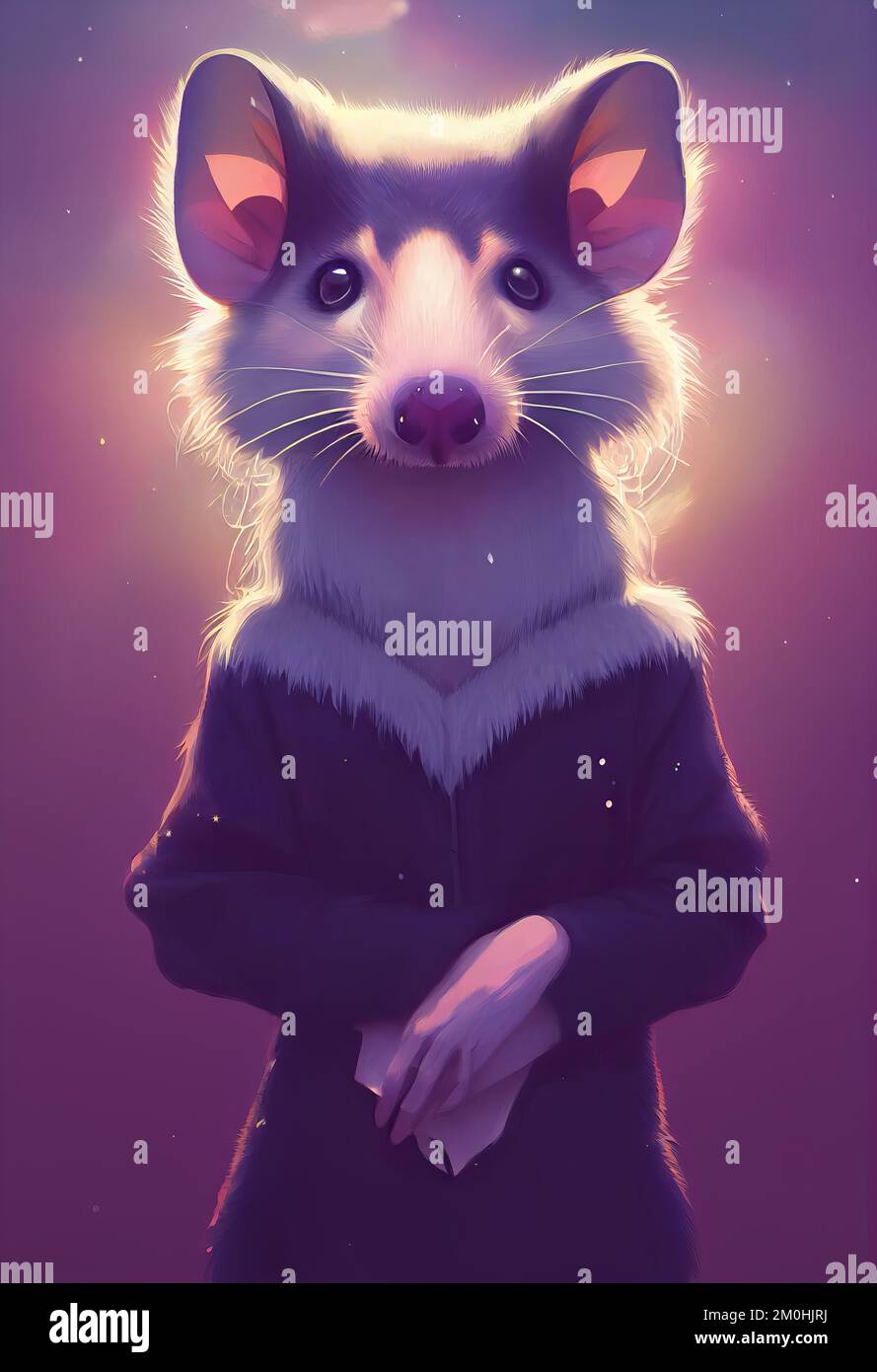 Funny adorable portrait headshot of cute opossum. North American land ...