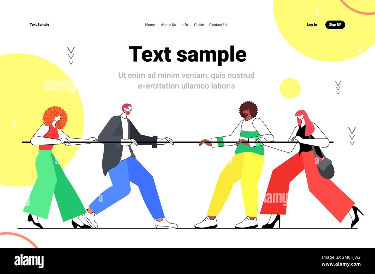 business people playing tag of war businesspeople pulling rope competition between teams group ...