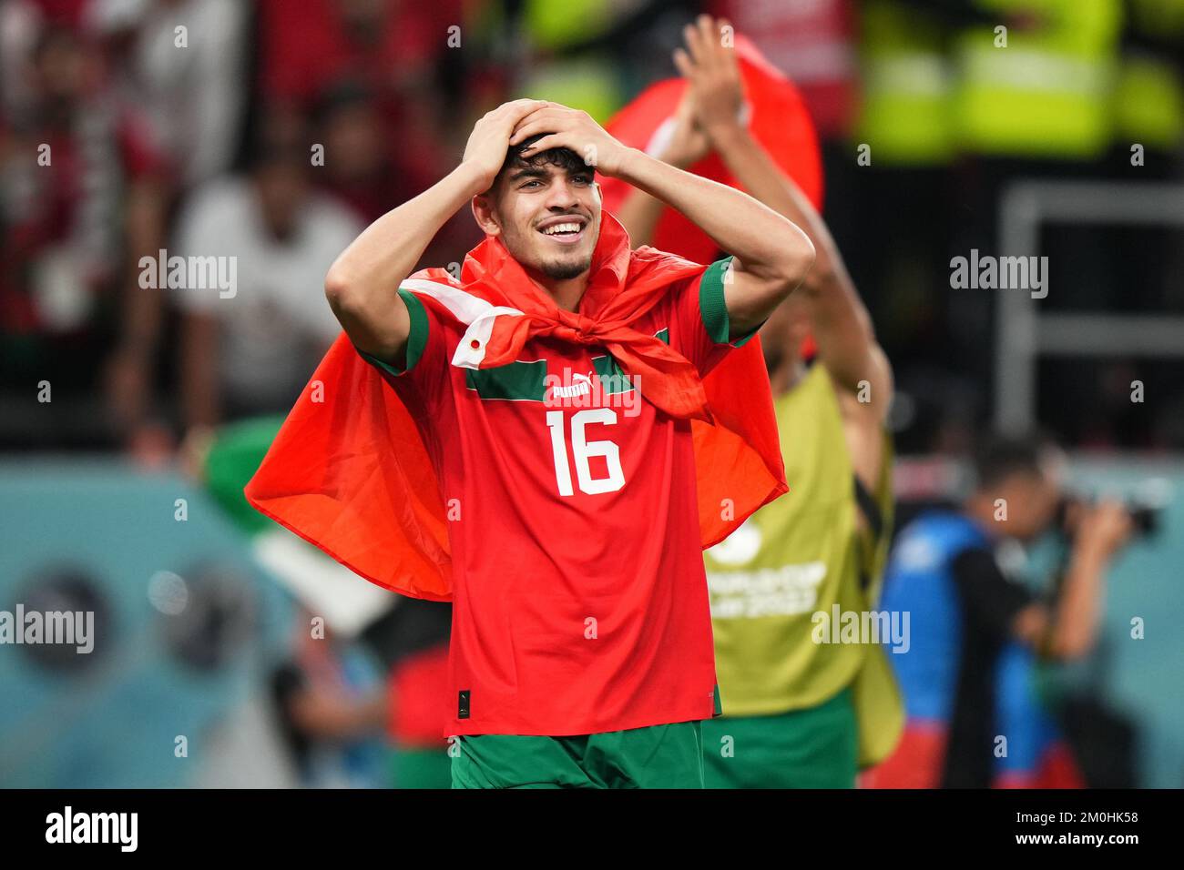 Morocco players celebrating the victory during the FIFA World Cup Qatar ...